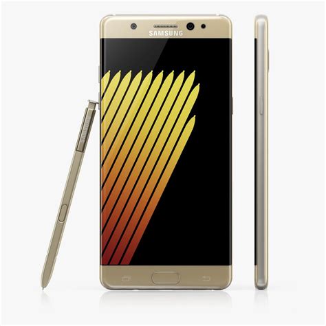 Samsung Galaxy Note7 Gold Platinum 3d Model 39 3ds C4d Fbx Ma