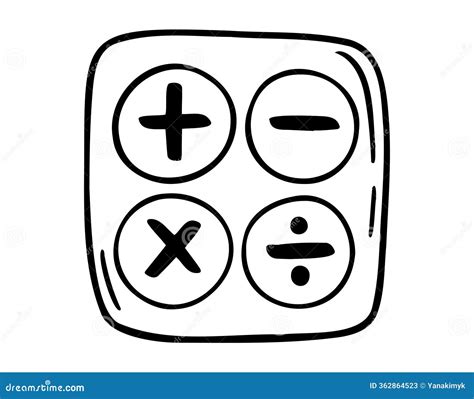 Mathematical Operations Divide And Multiply Minus And Plus Doodle Hand Drawn Icon Outline