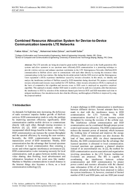 Pdf Combined Resource Allocation System For Device To Device