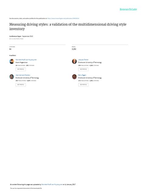 Measuring Driving Styles Avalidationofthe Multidimensional Driving Style Inventory Pdf