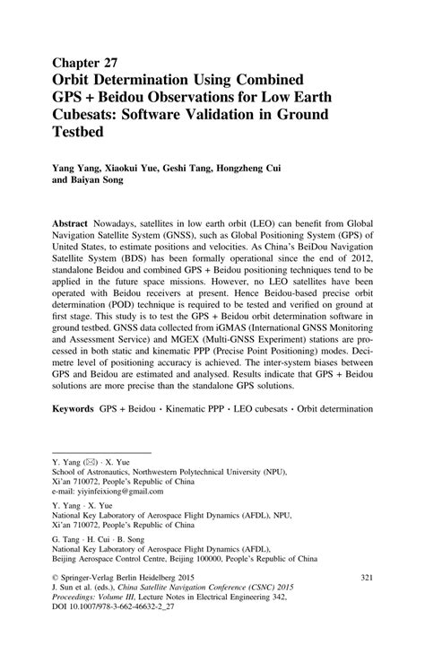 Pdf Orbit Determination Using Combined Gps Beidou Observations For