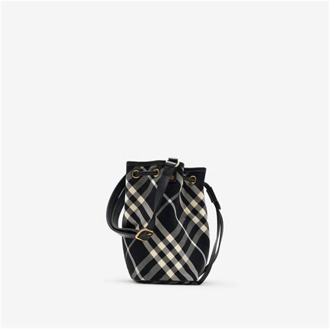 Mini Check Bucket Bag In Blackcalico Women Burberry® Official