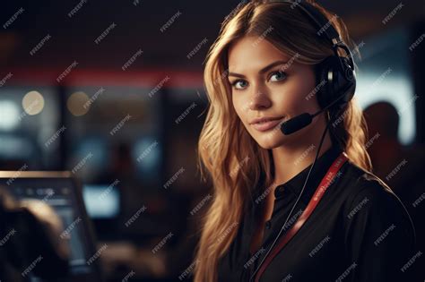Premium AI Image | Callcenter operator in action providing exceptional customer service wearing ...