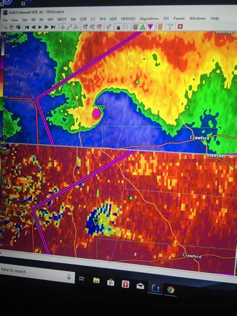 Reflectivity And Correlation Coefficient Radar From Tornado In Lee County Alabama Which Has