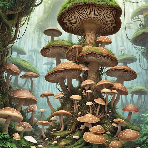 Premium Ai Image Mushroom Garden