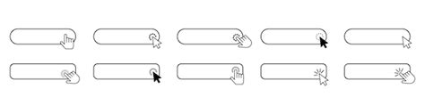 Premium Vector Set Of Web Buttons With Cursor And Hand Clicking