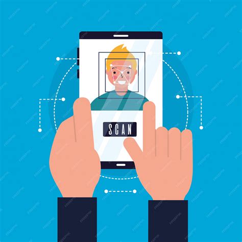 Free Vector Hands With Mobile Face Scan Man