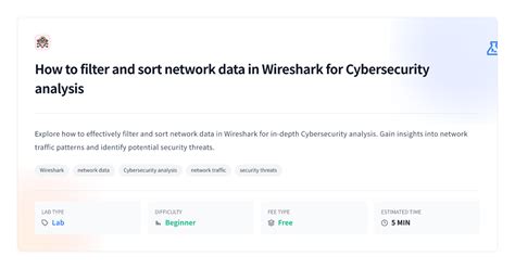 wireshark 로 네트워크 데이터 필터링 및 정렬 사이버 보안 분석 labex
