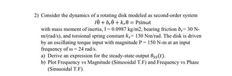 Consider The Dynamics Of A Rotating Disk Modeled Chegg