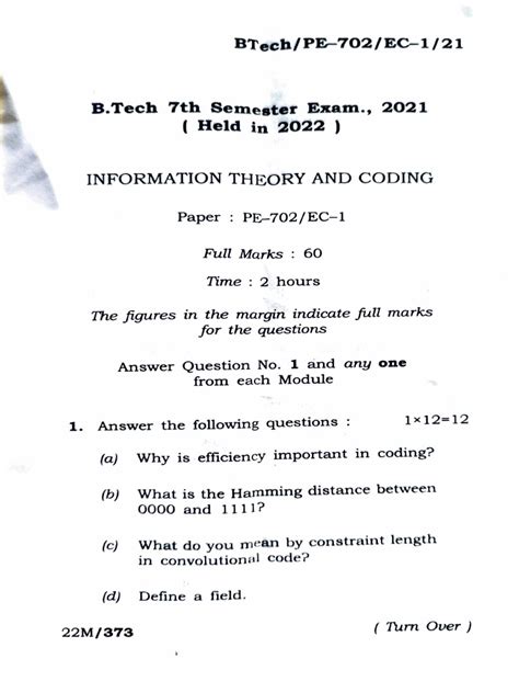 Information Theory And Coding See Qp 2021 22 Pdf Discrete