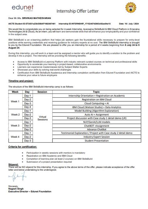 Internship Ai Cloud Ibm Skillsbuild Edunetfoundation Learning Emergingtechnologies