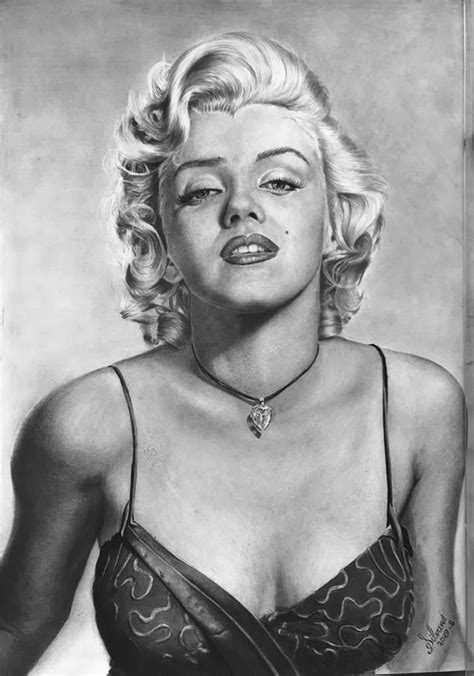 Desenho a lápis de Marilyn Monroe em desenho realista por Silvano