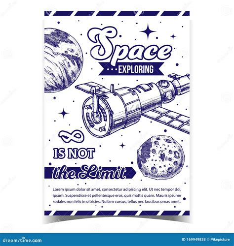 Space Exploring Satellite Advertise Poster Vector Stock Vector