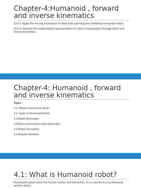 Chapter 4humanoid Forward And Inverse Kinematics Pdf Coordinate System Cartesian