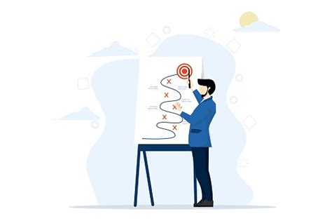 비즈니스 전략 계획 개념 목표를 달성하기 위한 마케팅 전술 승리와 성공을 위한 프로젝트 차단기 및 솔루션 블랙보드에 비즈니스 성공 전략을 제시하는 똑똑한 사업가