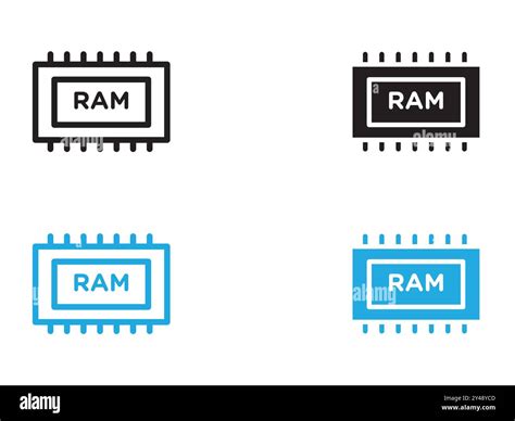 Ram Memory Icon Vector Line Logo Mark Or Symbol Set Collection Outline