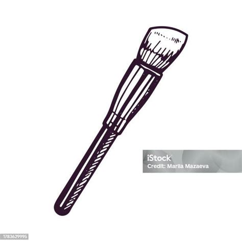 손으로 그린 화장품 브러쉬 미용 화장품 요소 자기 관리 미용실 화장품 매장 메이크업 디자인을 위한 일러스트레이션 낙서 스케치 스타일 0명에 대한 스톡 벡터 아트 및 기타