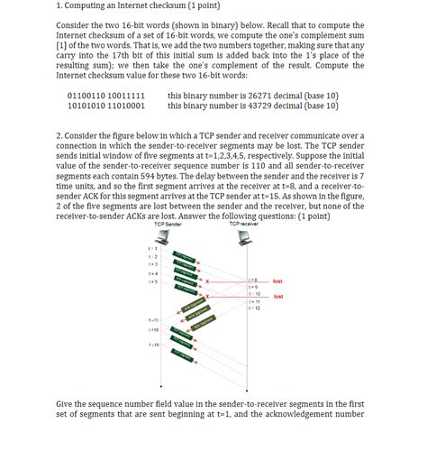 solved 1 computing an internet checksum 1 point consider