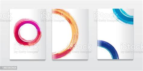 수채화 원이있는 브로셔 또는 소책자 디자인 템플릿 기업 보고서 또는 다채로운 잉크 링으로 모형을 광고 전단지에 대한 스톡 벡터