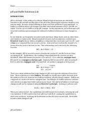 PH And Buffer Solutions Lab 1 Docx Name PH And Buffer Solutions Lab INTRODUCTION PH Is A