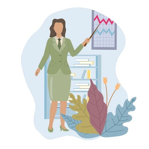 Premium Vector Woman Making Business Presentation And Pointing At The Board Presenting