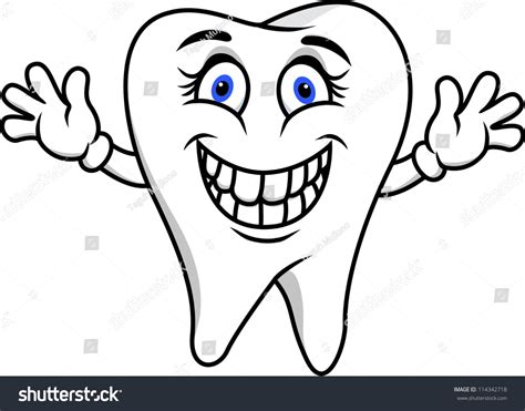 Happy Tooth Cartoon Stock Vector Illustration 114342718 Shutterstock