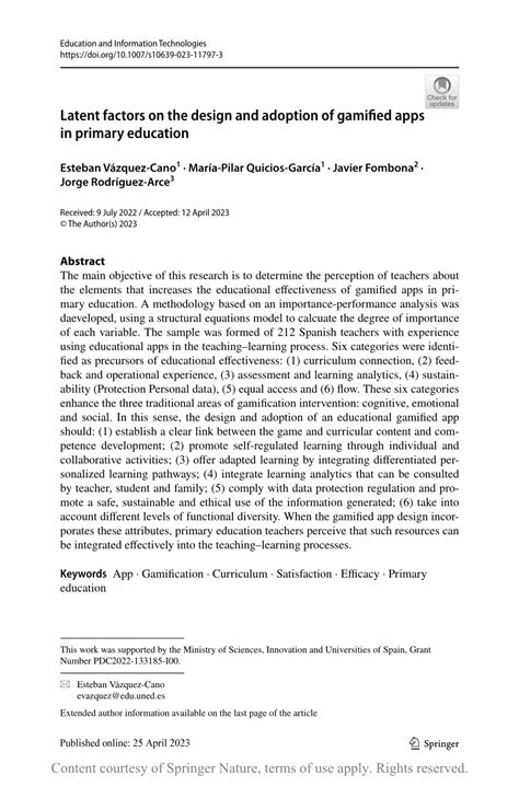 pdf latent factors on the design and adoption of gamified apps in