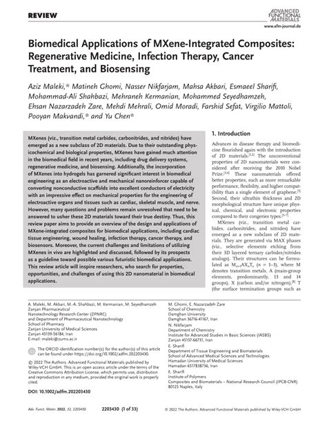 Pdf Biomedical Applications Of Mxene‐integrated Composites