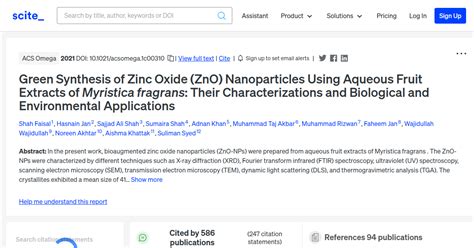Green Synthesis Of Zinc Oxide Zno Nanoparticles Using Aqueous Fruit