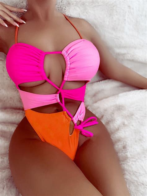 Sexy Bandage Bathing Suits Summer Hollow Out Swimsuit High Cut One