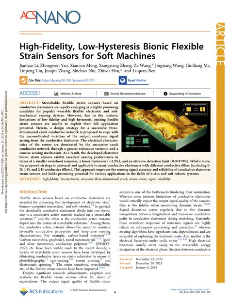 Pdf High Fidelity Low Hysteresis Bionic Flexible Strain Sensors For