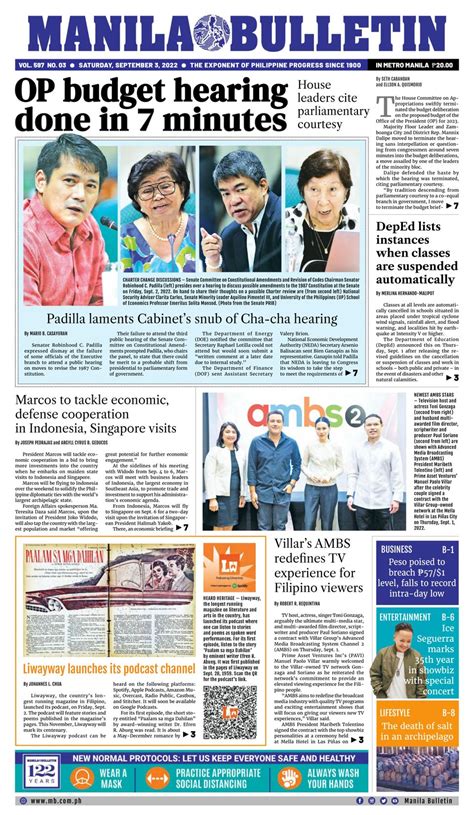 Manila Bulletin September 3 2022 Newspaper Get Your Digital Subscription