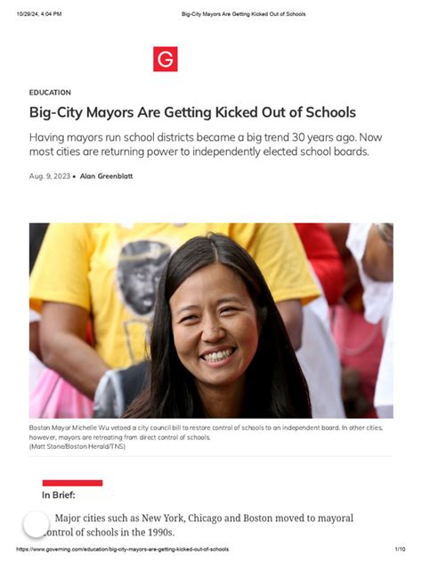 Big City Mayors Are Getting Kicked Out Of Schools Pdf