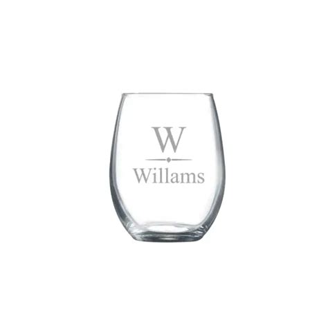 Personalized Stemless Wine Glass 9 Oz Custom Engraved Glass Etched
