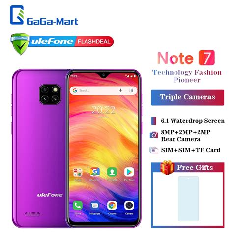 Ulefone Note Inch GB ROM Triple Rear Cameras Android Quad Core MAh Dual SIM