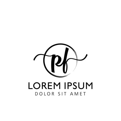 Letra Pf Inicial Escritura Logo Con Firma Y Mano Dibujado Estilo