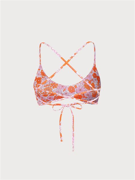 Orange Floral Backless Bikini Top And Reviews Orange Sustainable