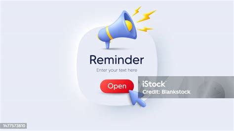 경고 알림 알림 메시지 배경입니다 캘린더 이벤트 제안 푸시 알림 상자 3d 메가폰 배너입니다 벡터 0명에 대한 스톡 벡터 아트