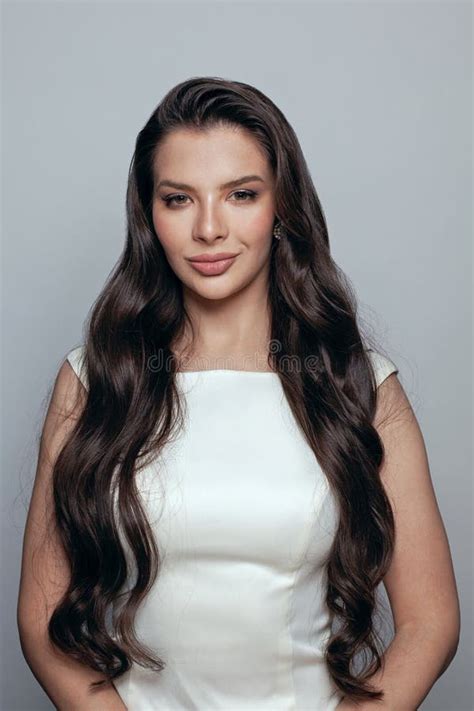 Beautiful Female Face Brunette Woman Closeup Portrait Stock Image Image Of Color Long