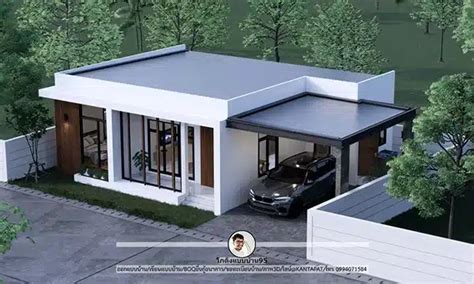 บ้านทรงกล่องโมเดิร์น P 1641 บ้านดีไซน์สมัยใหม่ โทนสีขาวสบายตา