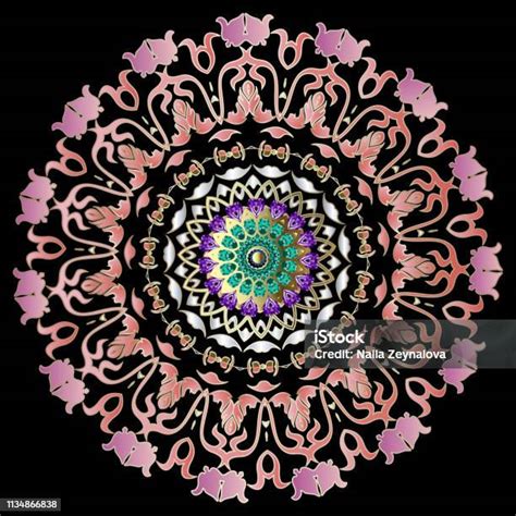 화려한 바로크 꽃 라운드 만다라 패턴입니다 벡터 장식 바로크 풍 빅토리아 스타일의 배경입니다 빈티지 장식 장식입니다 꽃 스크롤 잎 선 모양 호화 스러운 화려한 무늬 디자인