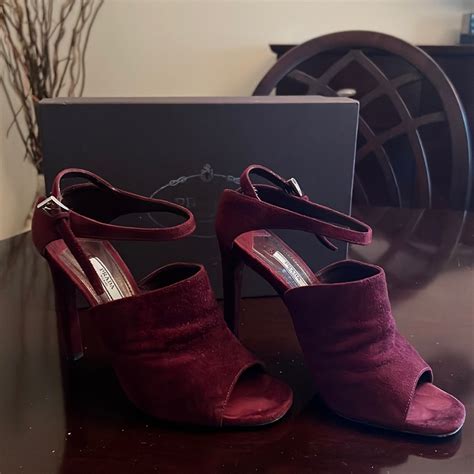 Burgundy Suede High Heel Prada Shoes Size 39 In A Goo Gem