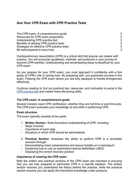 Ppt Ace Your Cpr Exam With Cpr Practice Testsdocx Powerpoint