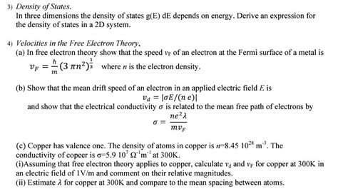 Solved Density Of States In Three Dimensions The Den