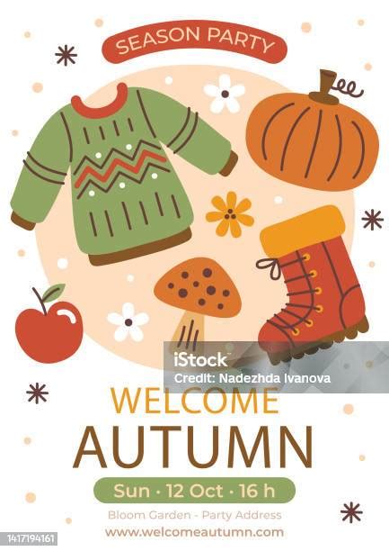 가을 축하를위한 플랫 수직 포스터 템플릿 벡터 일러스트 레이 션 가을에 대한 스톡 벡터 아트 및 기타 이미지 가을 0명 가리기 Istock