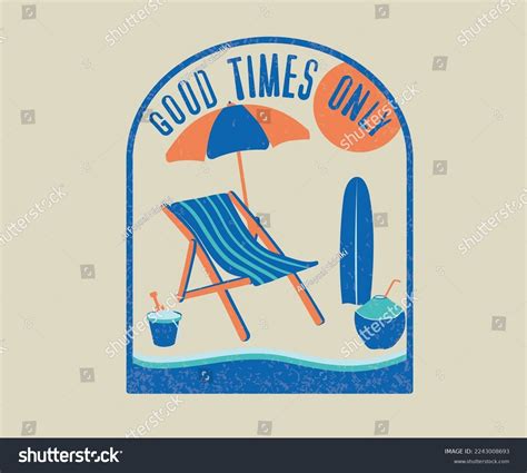 Beach Chair Umbrella Vector Design Typography Stock Vector Royalty
