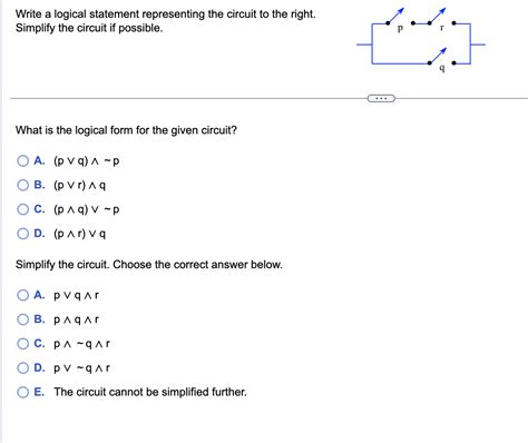 Solved Write A Logical Statement Representing The Circuit To Chegg