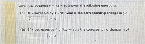 Solved Given The Equation Y X Answer The Following Chegg