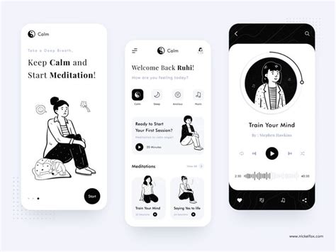 Examples Of Creative Illustration Use In Mobile Design Calm App App Design Mobile App