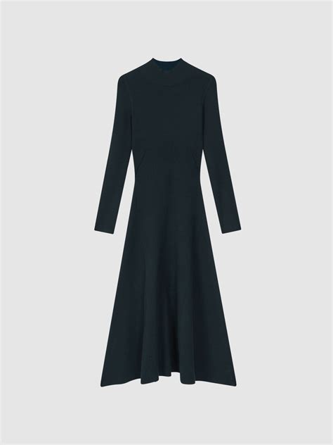 Reiss Knitted Bodycon Midi Dress In Teal Reiss